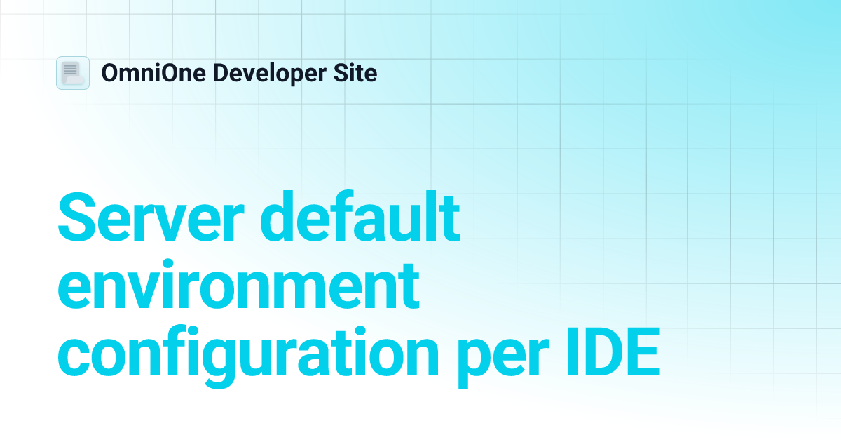 Server default environment configuration per IDE | OmniOne Developer Site