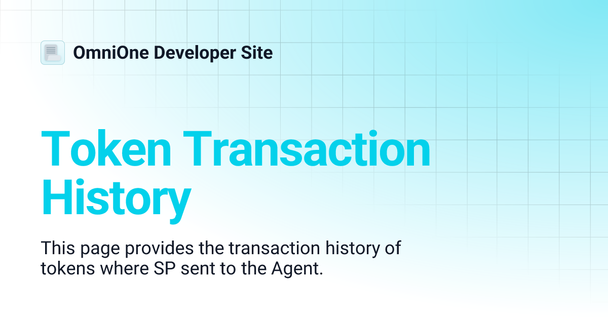 Token Transaction History | OmniOne Developer Site